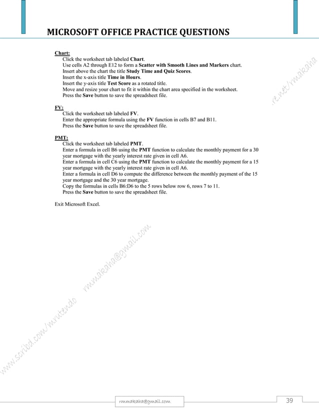 Microsoft Office Package: Practical Questions | PDF