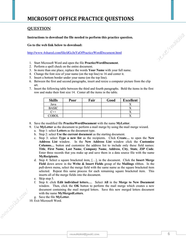 Microsoft Office Package: Practical Questions | PDF | Gardening | Home & Garden