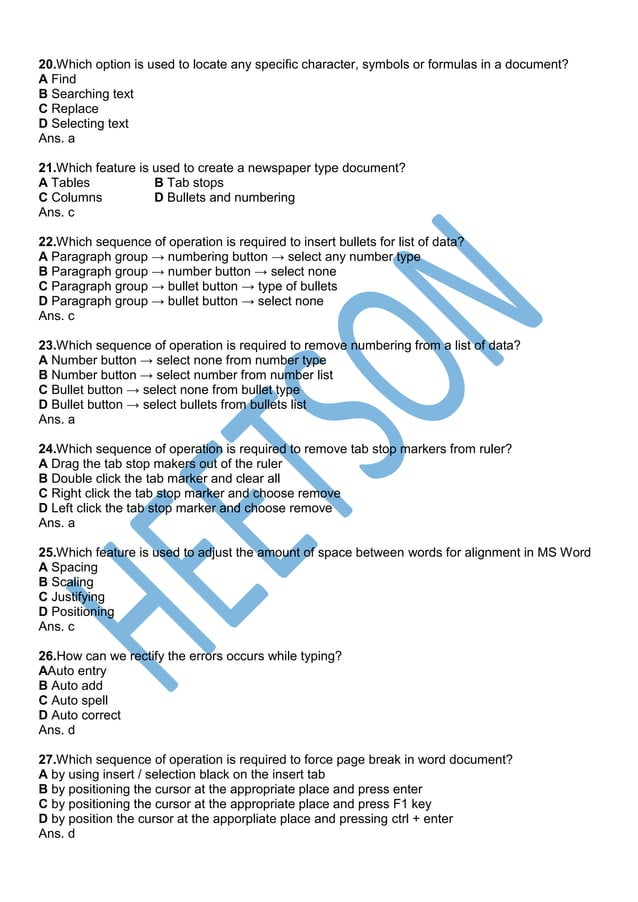 MS Office MCQ (Microsoft office Questions) | PDF | Desktop Publishing ...