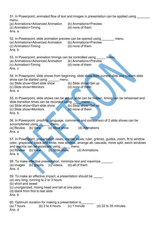 MS Office MCQ (Microsoft office Questions) | PDF