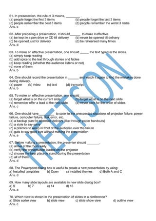 MS Office MCQ (Microsoft office Questions) | PDF