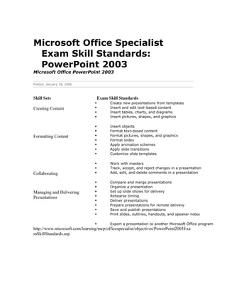 Ms office+specialist standards | DOC