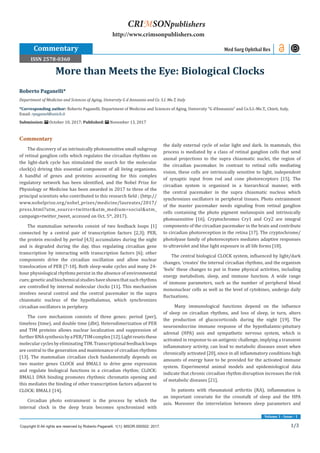 Crimson Publishers-More than Meets the Eye: Biological Clocks | PDF