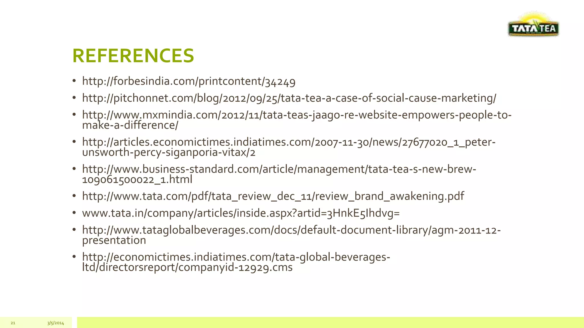 Tata Tea: Market Survey and Positioning | PPTX
