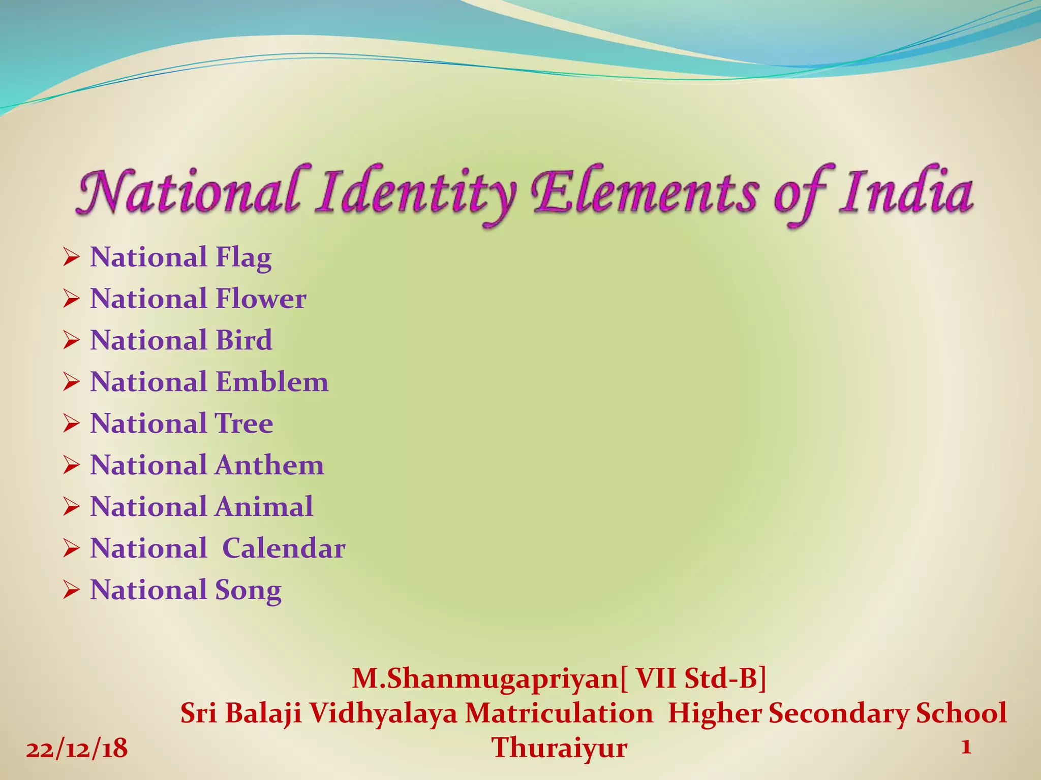 National Identity Elements of India | PPTX