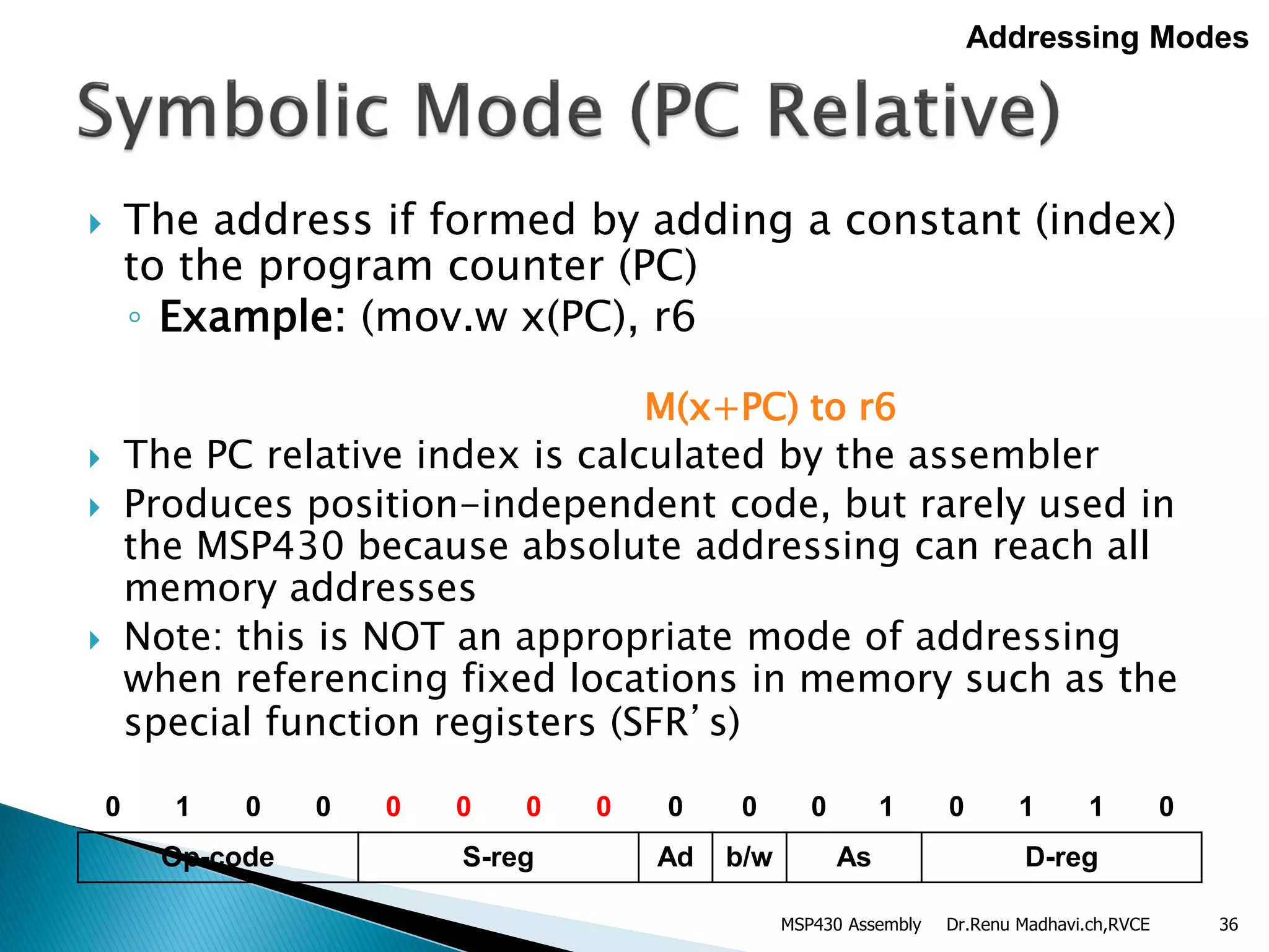 Msp430 assembly language instructions &addressing modes | PDF