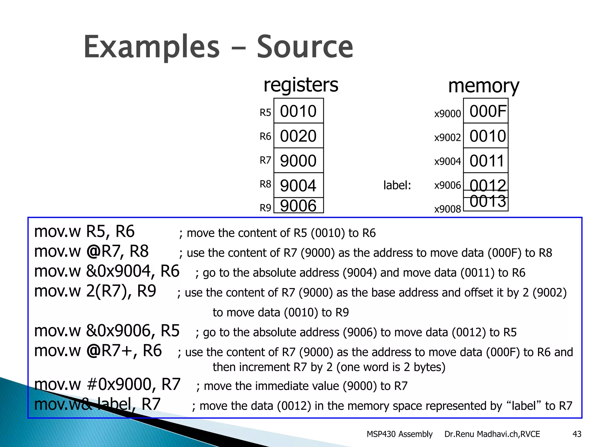 Msp430 assembly language instructions &addressing modes | PDF
