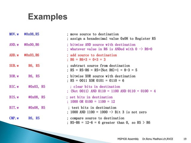 Msp430 assembly language instructions &addressing modes | PDF