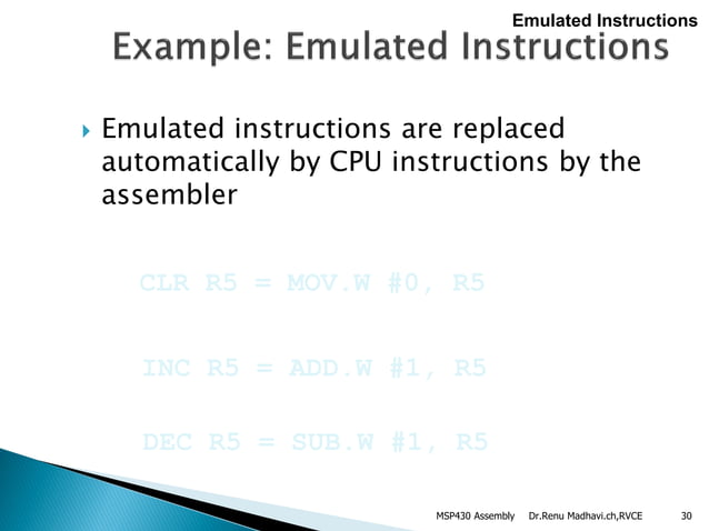 Msp430 assembly language instructions &addressing modes | PDF