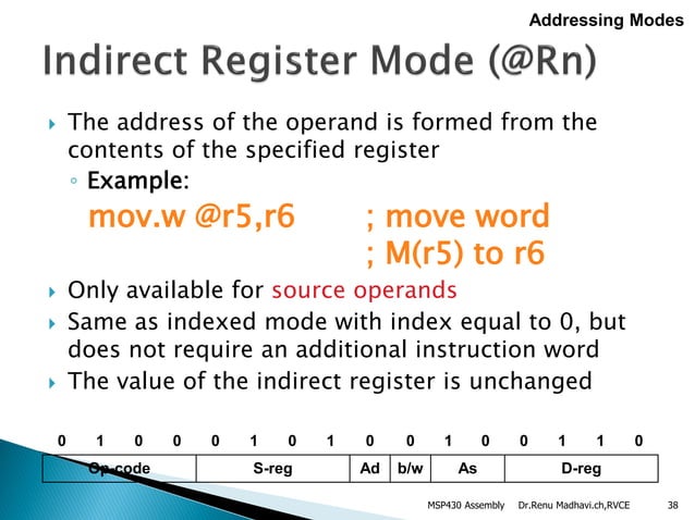 Msp430 assembly language instructions &addressing modes | PDF