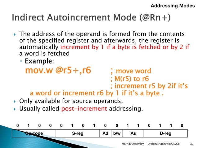 Msp430 assembly language instructions &addressing modes | PDF
