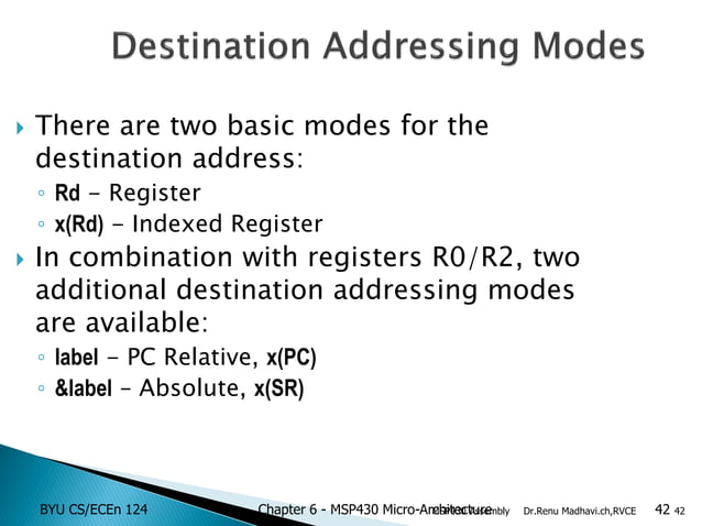 Msp430 assembly language instructions &addressing modes | PDF