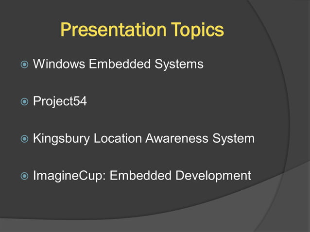 Applications Of Microsoft Embedded Systems | PPT