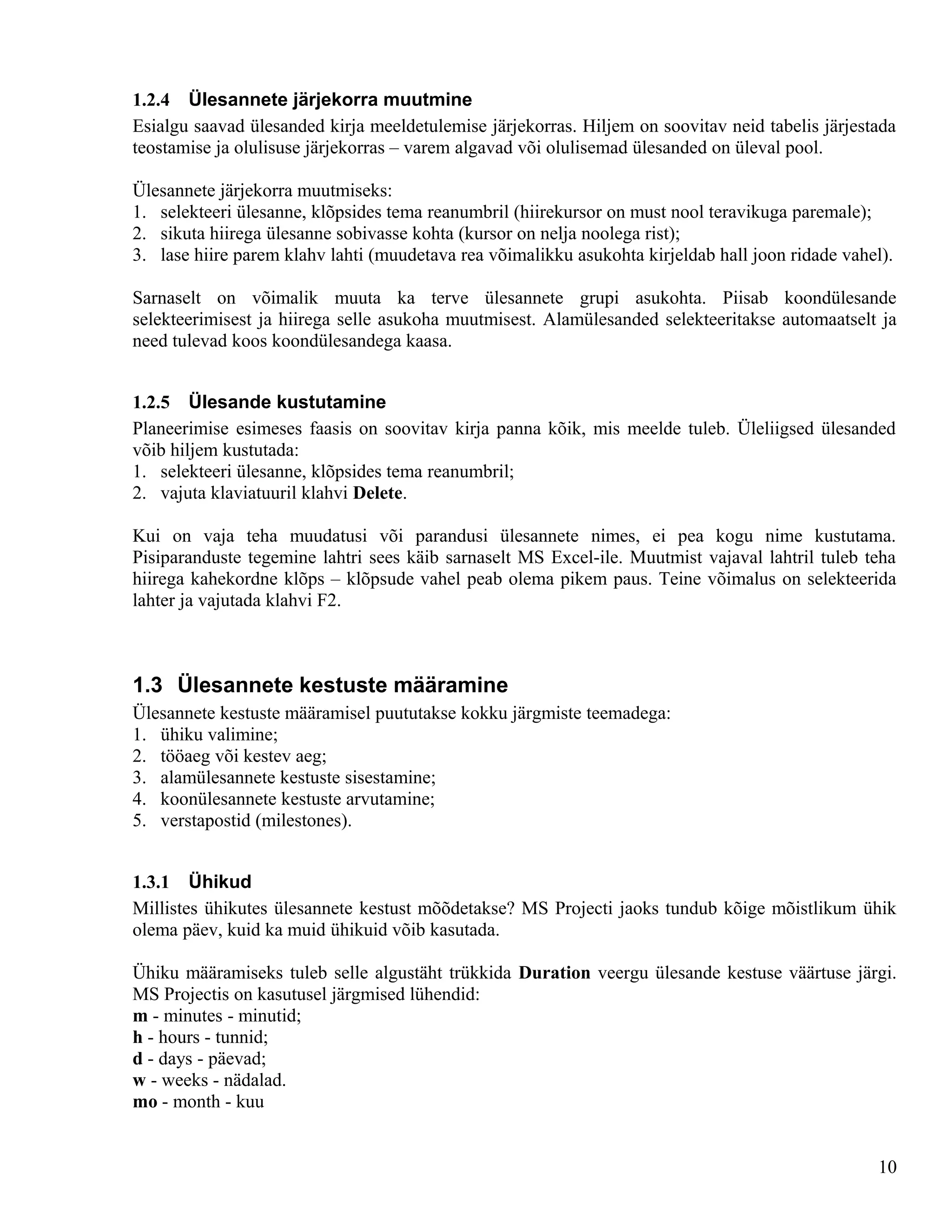 MS Project algajatele | DOC