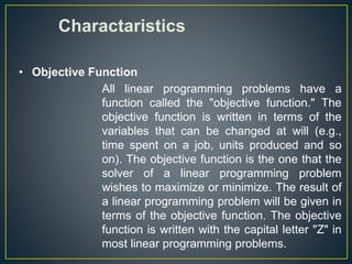Liner programming on Management Science | PPTX