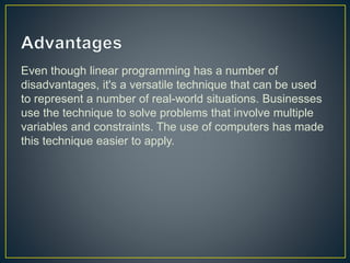 Liner programming on Management Science | PPTX