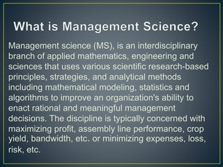 Liner programming on Management Science | PPTX
