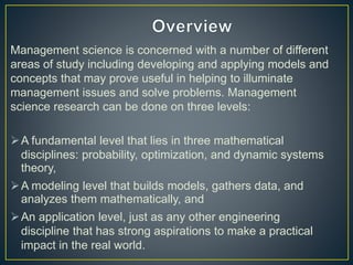 Liner programming on Management Science | PPTX