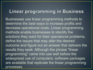Liner programming on Management Science | PPTX