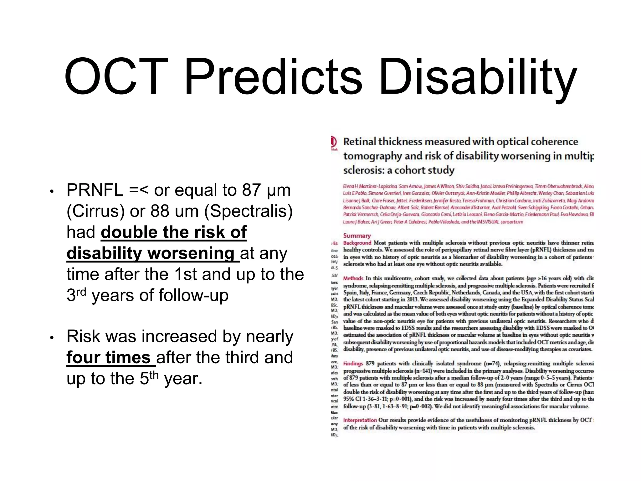 Optic Neuritis and OCT in Multiple Sclerosis | PPTX | Eye and Vision ...