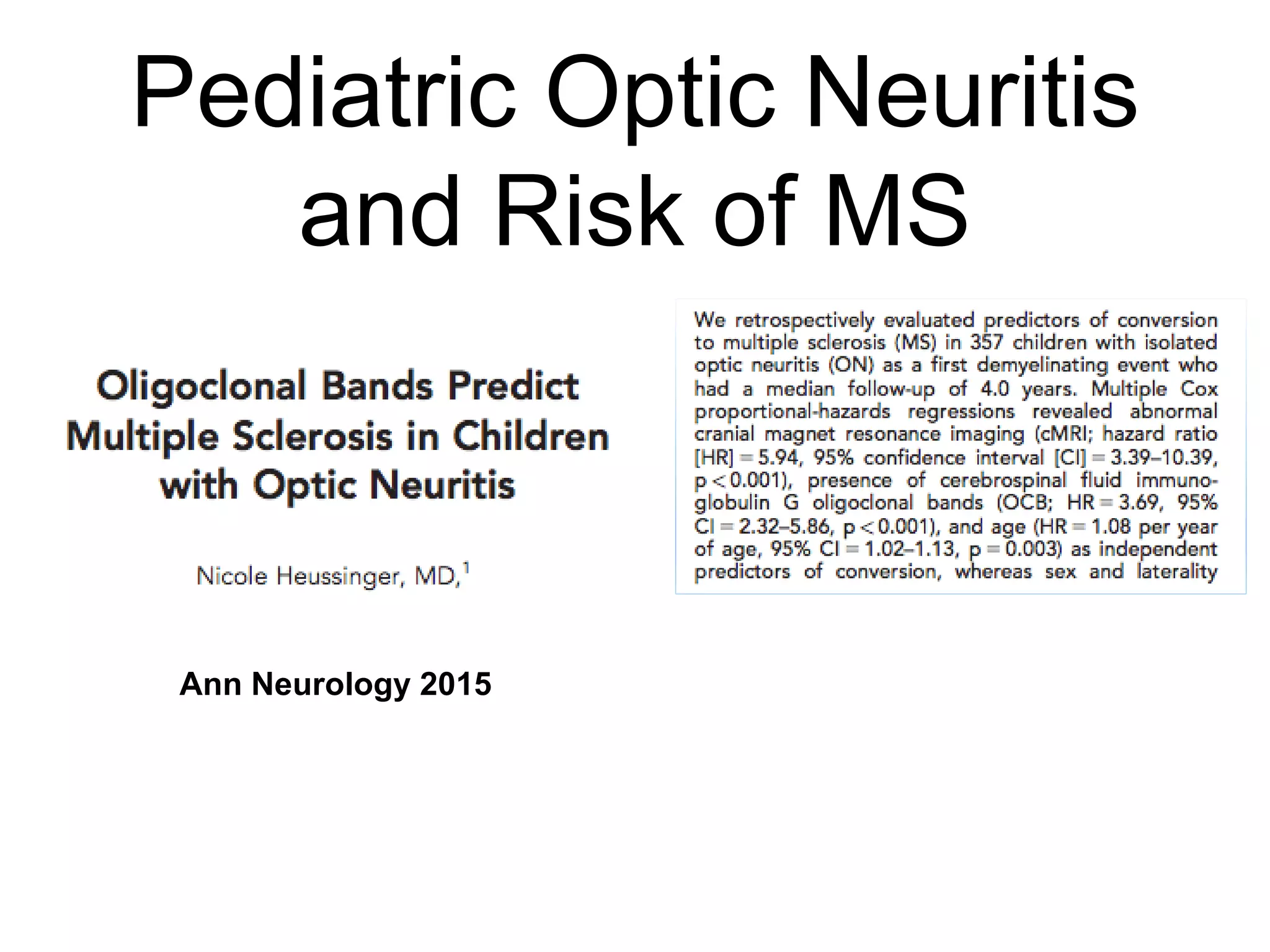 Optic Neuritis and OCT in Multiple Sclerosis | PPTX | Eye and Vision Conditions | Diseases and ...