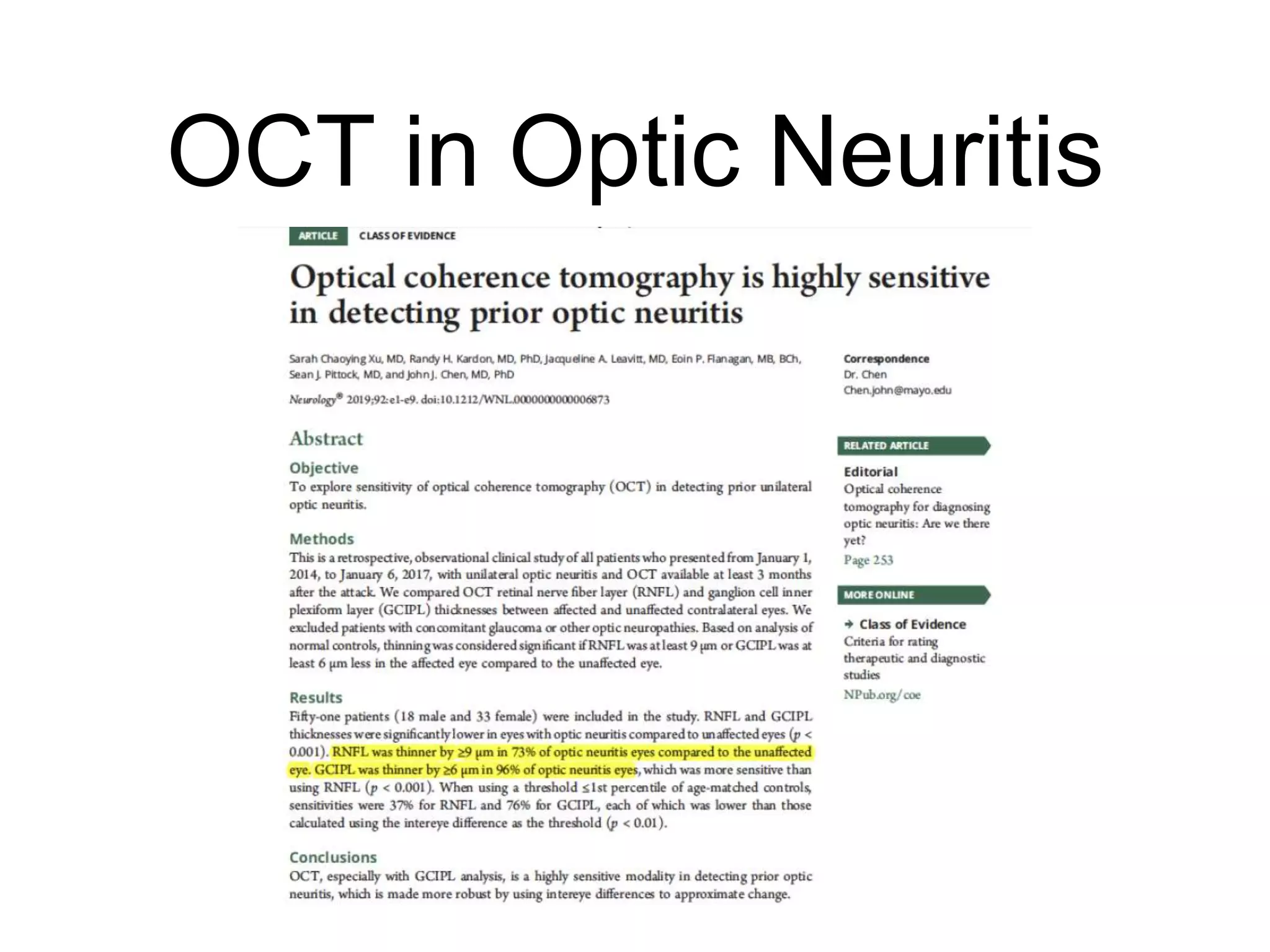 Update on Optic Neuritis and the role of OCT In Multiple Sclerosis | PPTX