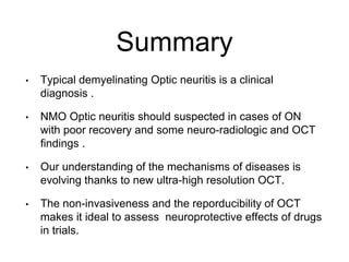 Update on Optic Neuritis and the role of OCT In Multiple Sclerosis | PPTX