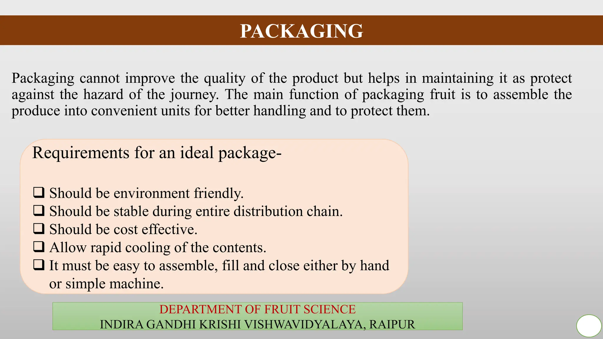 METHODS OF POST HARVEST HANDLING INCLUDING :- PRE-COOLING, WAXING ...
