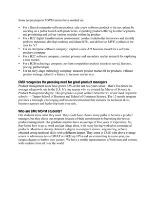 Carnegie Mellon MS PM Internships 2020 | PDF
