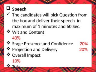 Criteria for pageant/guidelines and mech. | PPTX