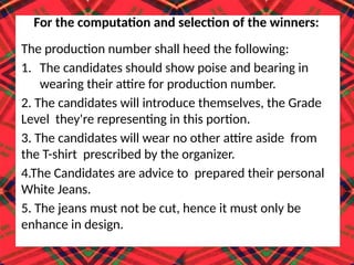 Criteria for pageant/guidelines and mech. | PPTX