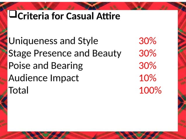 Criteria for pageant/guidelines and mech. | PPTX