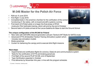 MSPO - Leonardo Aircraft Division: M-346, the dual role concept | PDF