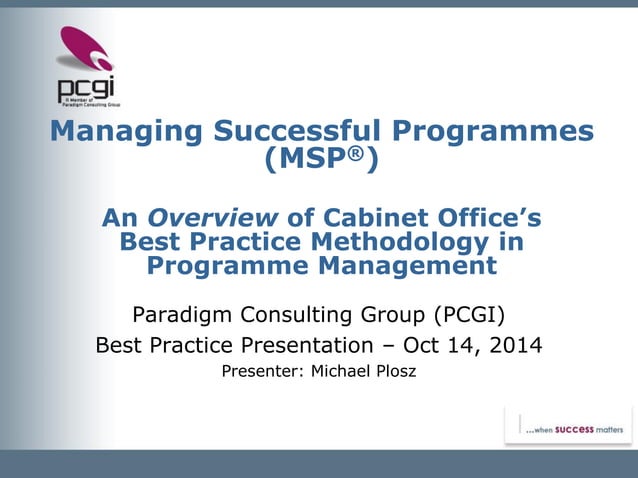 MSP Overview Paradigm Consulting Group PCGI | PPT