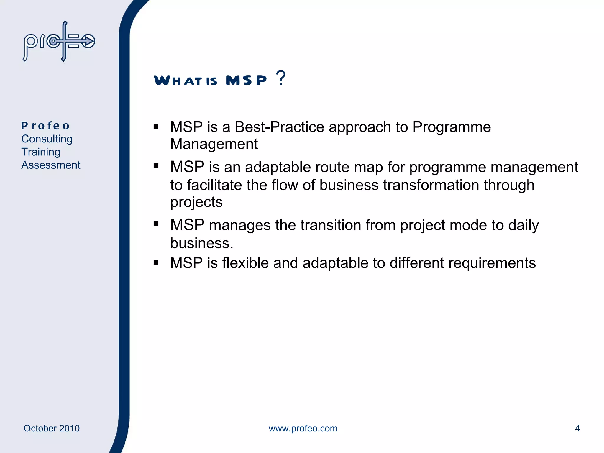 MSP - Programme Management at its best | PPT
