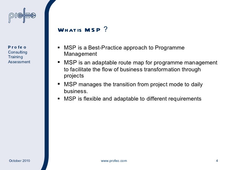 MSP - Programme Management at its best