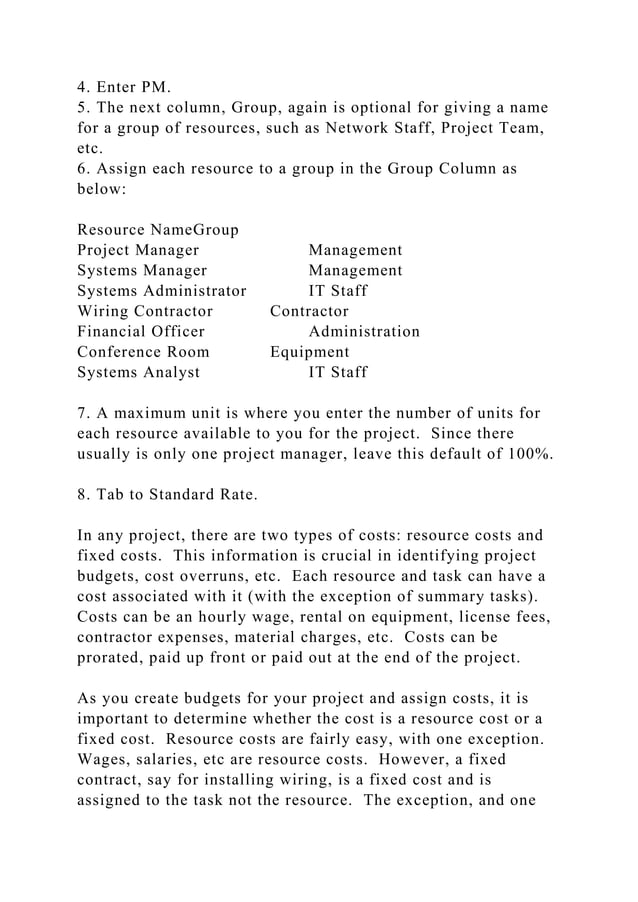 MS Project - Lesson #2 - Managing Project ResourcesObjectives - .docx