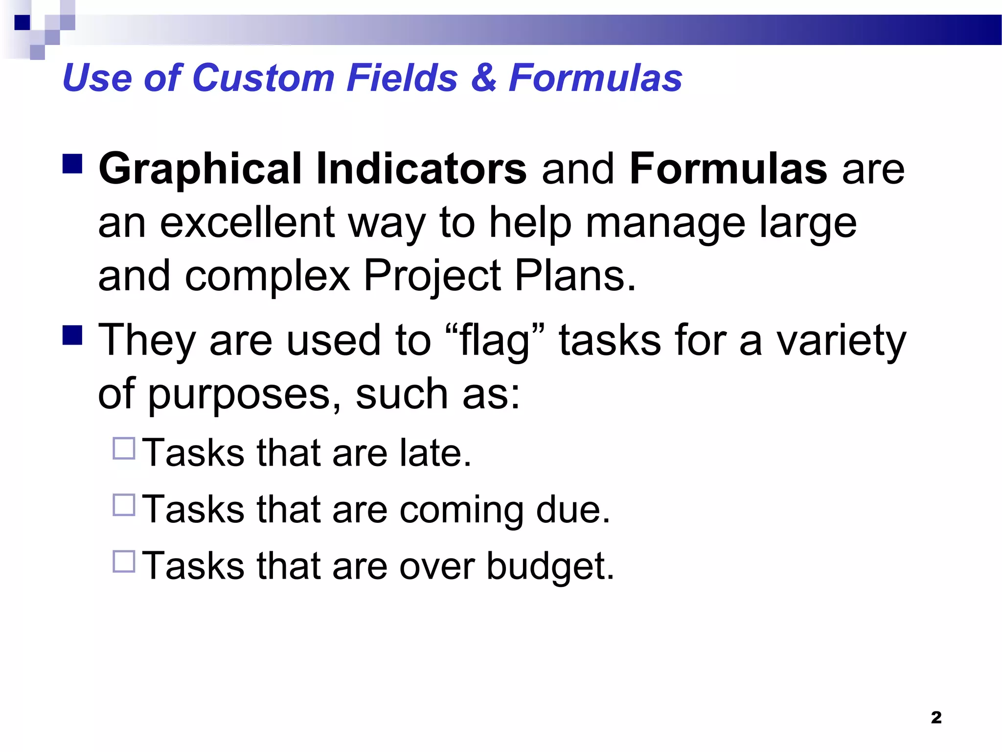 Graphical Indicators in MS Project | PPT