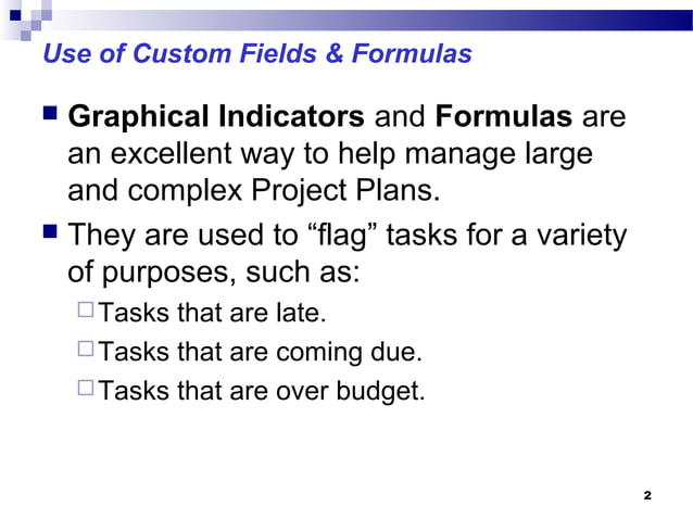 Graphical Indicators in MS Project | PPT