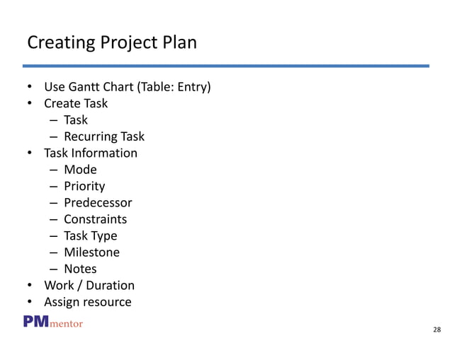 Introduction to MS project | PPSX