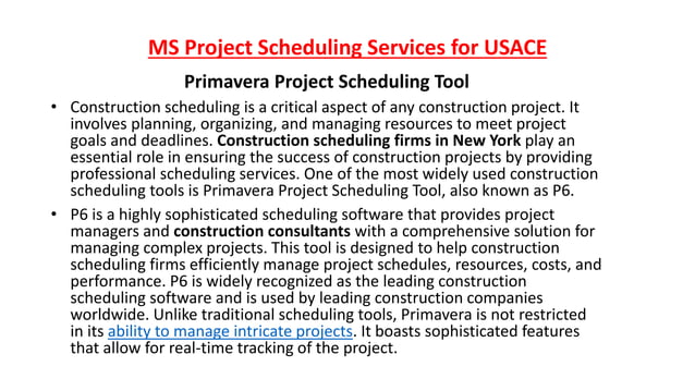 MS Project Scheduling Services for USACE | PPT
