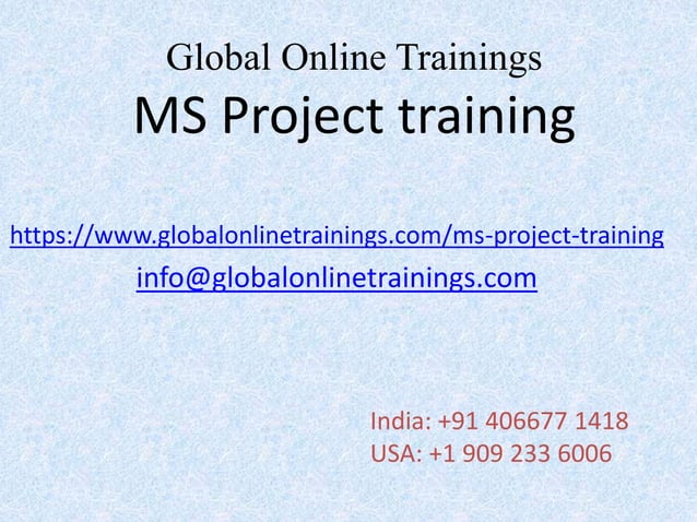 Ms project training ppt | PPTX