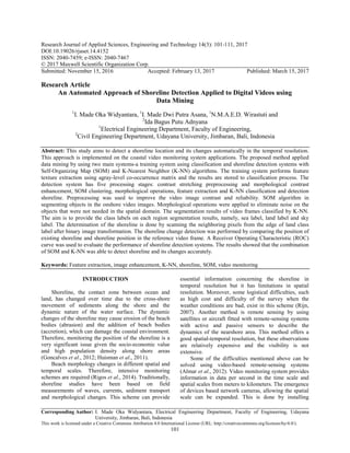 An Automated Approach of Shoreline Detection Applied to Digital Videos using Data Mining | PDF ...