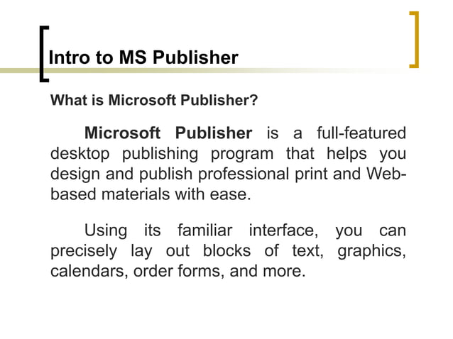 MS Publisher.ppt | Desktop Publishing | Computer Software and Applications