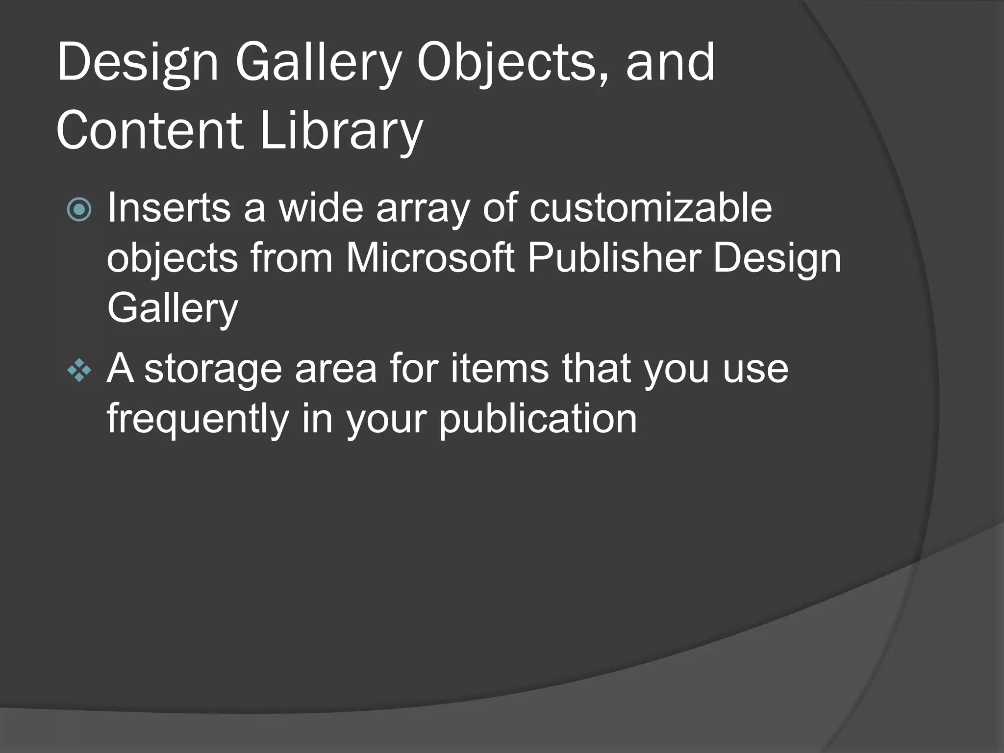 Ms publisher parts and functions | PPSX