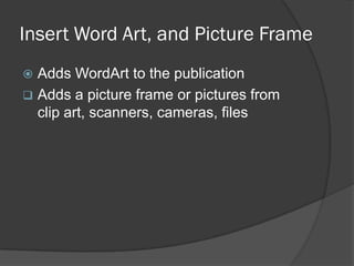 Ms publisher parts and functions | PPSX
