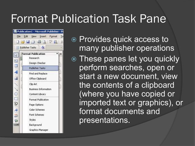 Ms publisher parts and functions | PPSX