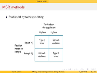 Mining Software Repositories: Using Humans to Better Software | PPT