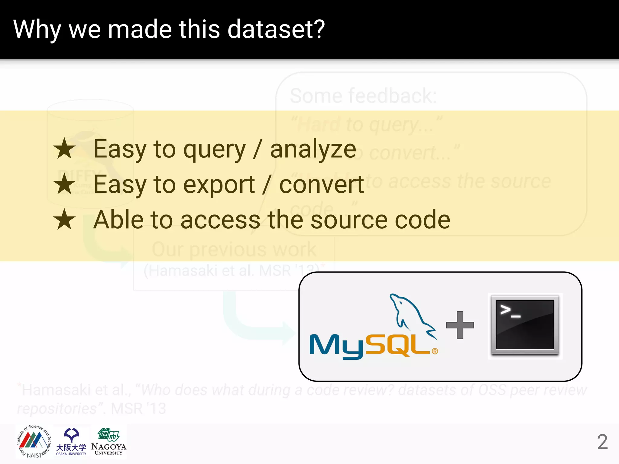 MSR 2016 data showcase - Mining Code Review Repositories | PDF