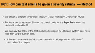 Investigating Severity Thresholds for Test Smells | PPT